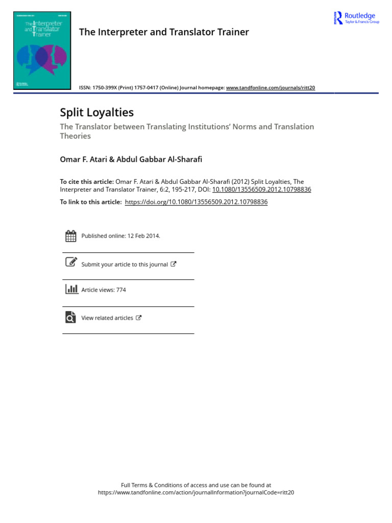 Split Loyalties(1) | PDF | Translations | English Language