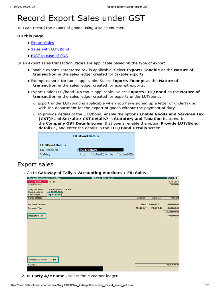 Record Export Sales Under GST | PDF | Value Added Tax | Taxes