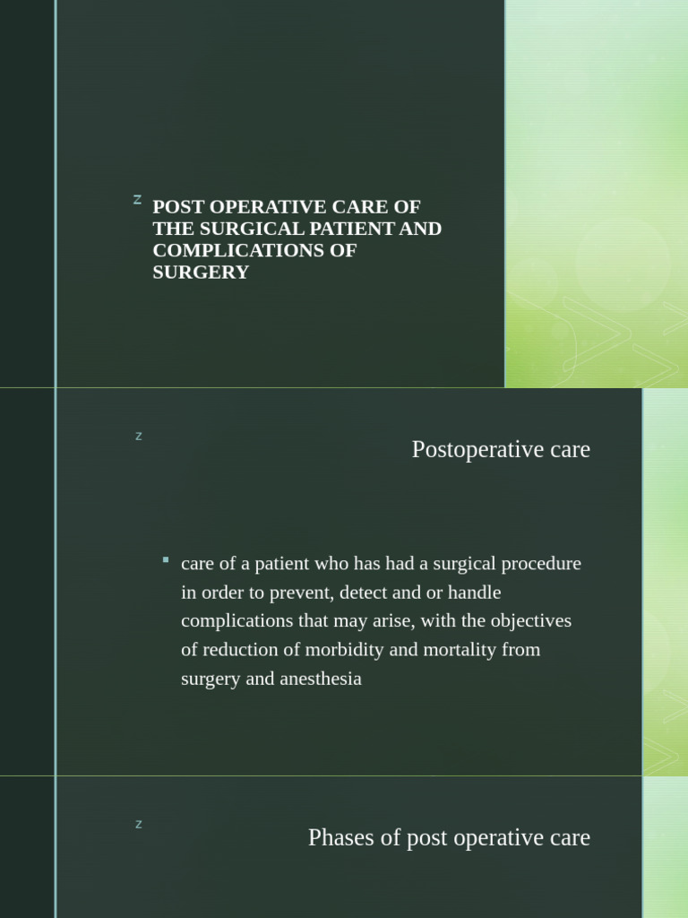 Post Operative Care of The Surgical Patient and | PDF | Surgery ...