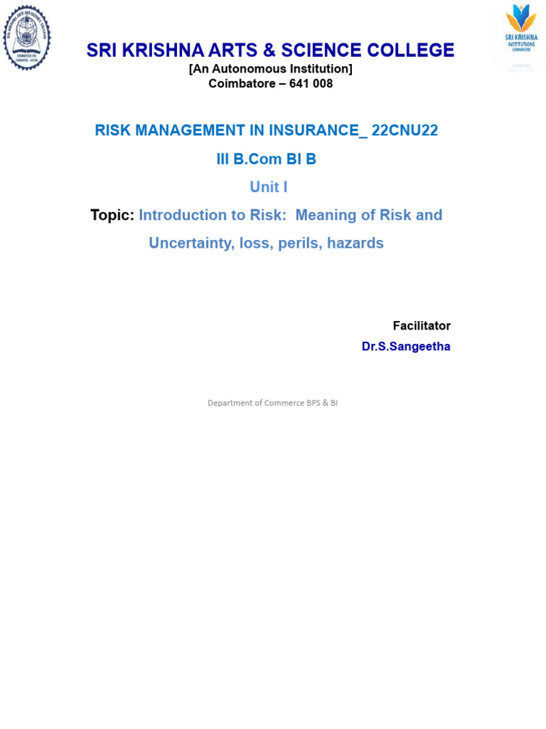 Understanding Risk, Peril, and Hazard | PDF | Risk | Insurance
