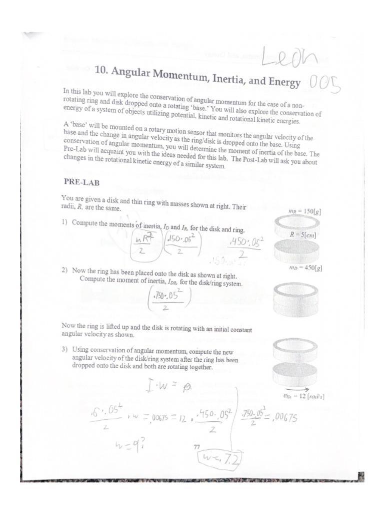 10. Angular Momentum, Inertia, And Energy 0O5 | PDF