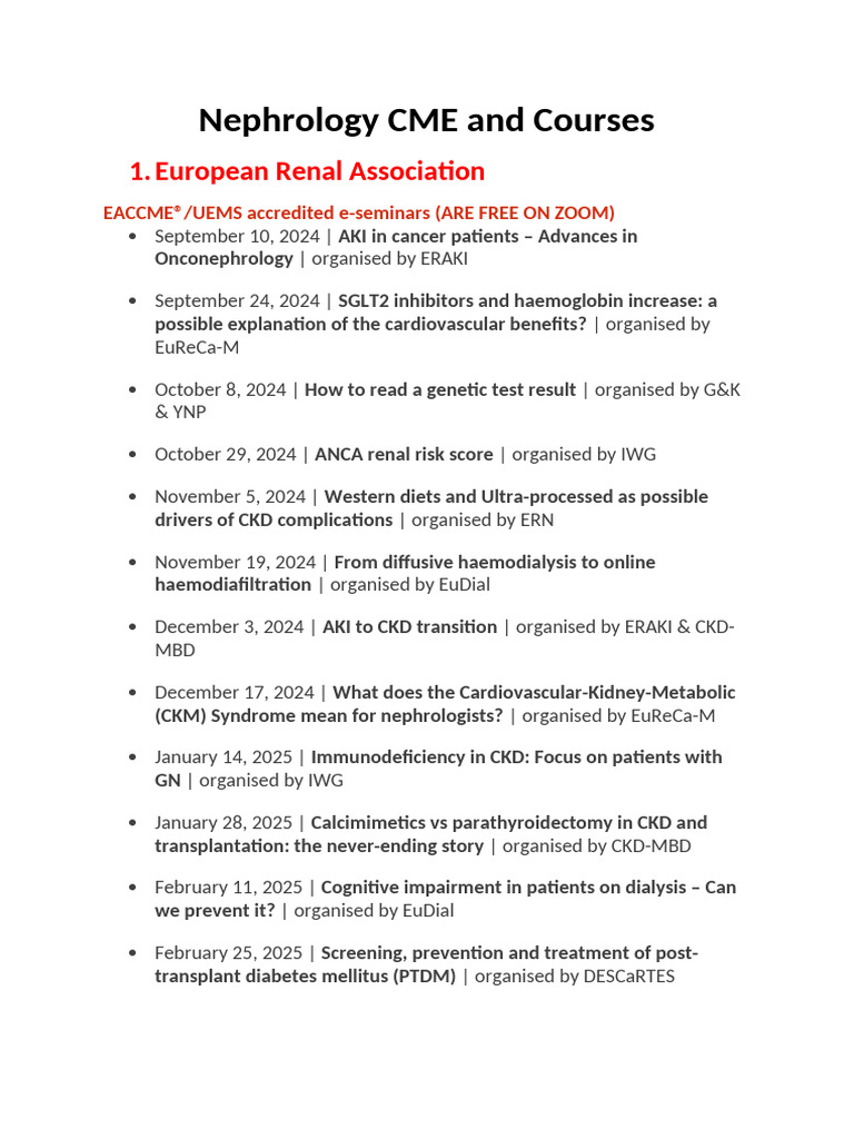 Nephrology CME and Courses | PDF | Nephrology | Chronic Kidney Disease
