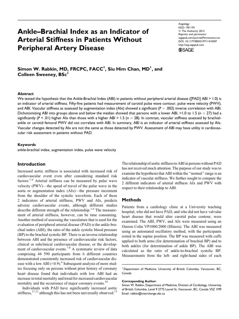 ABI vs AIx | PDF | Blood Pressure | Pulse