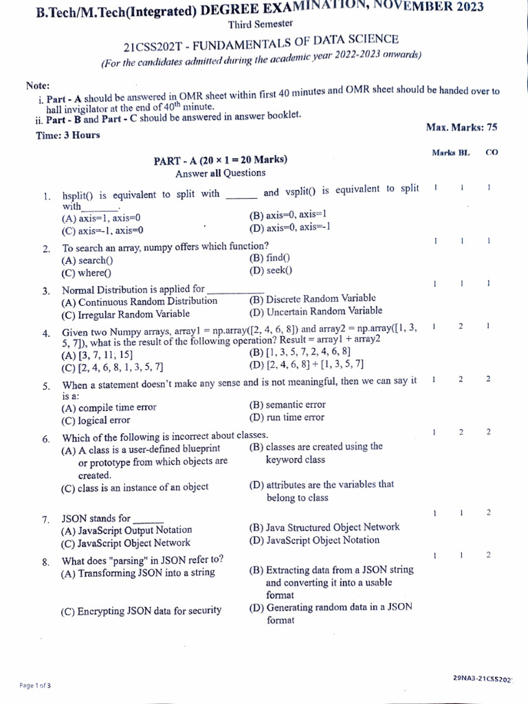 End Semester Question Paper | PDF | Json | Java Script