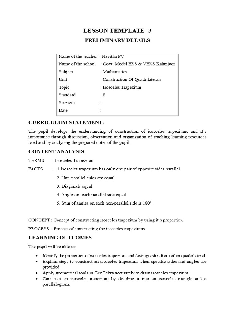 Navitha Lesson Template-3 | PDF | Learning | Cognition