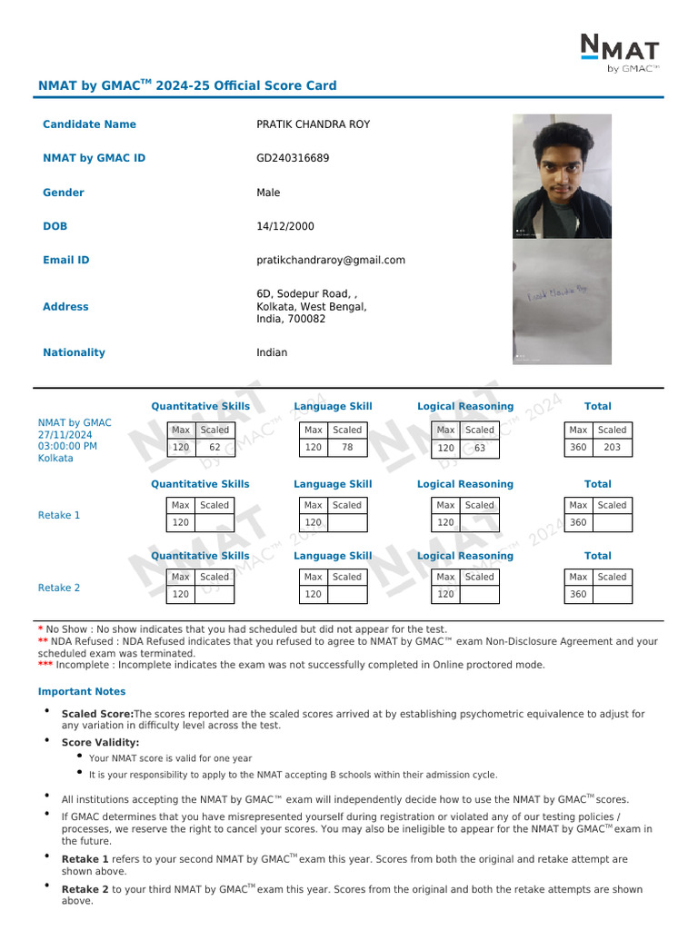 Exam Score Card | PDF | Evaluation Methods