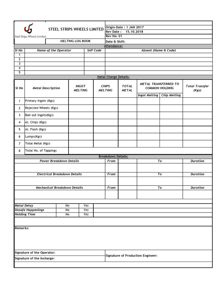 Melting LOG BOOK A4 | PDF