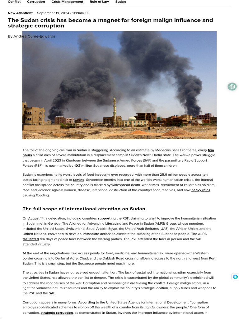 The Sudan Crisis Has Become A Magnet For Foreign Malign Influence and ...