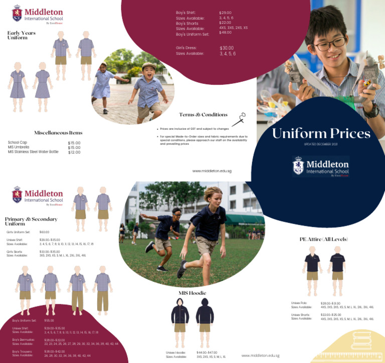 Middleton School Uniform Pricing | PDF | Human Appearance | Softlines ...