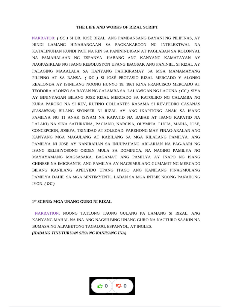 Final Rizal Script | PDF