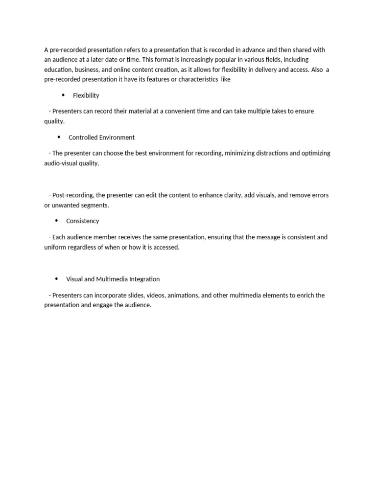 Group Work Pre Recording Presentation | PDF