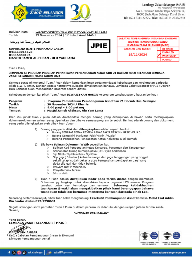 JEMPUTAN PPPA SIRI 21 AHLI 5 - CLUB DAERAH HULU SELANGOR - Ha - Signed-135 | PDF