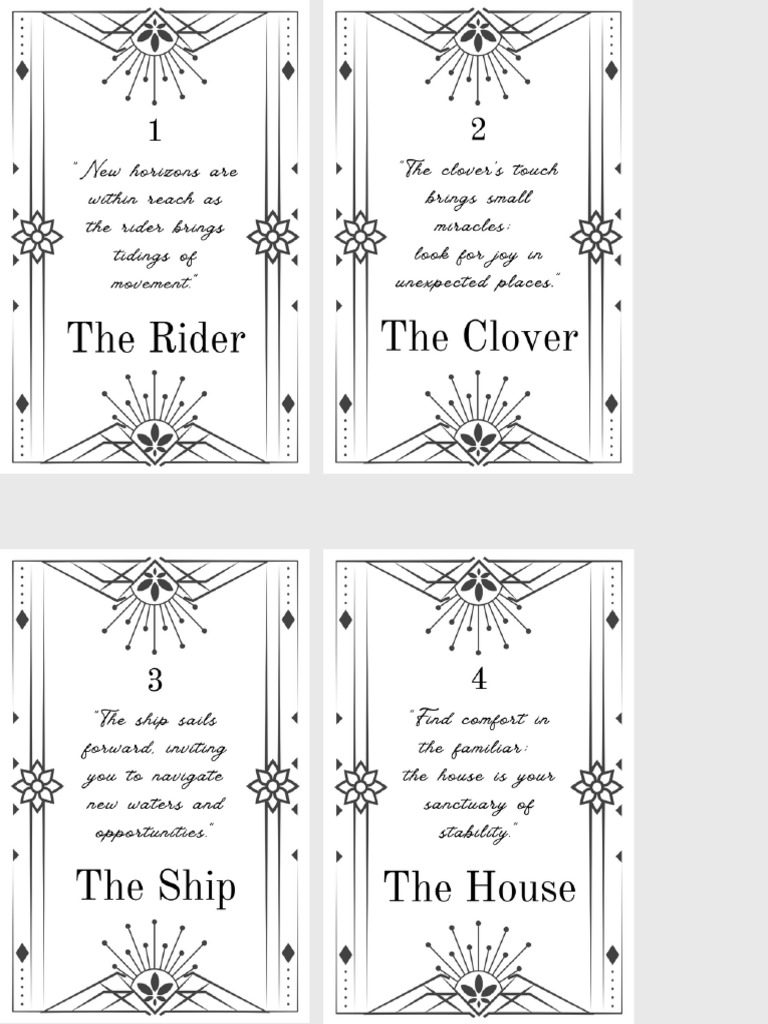 Lenormand Deck White Cursive 36 Cards | PDF