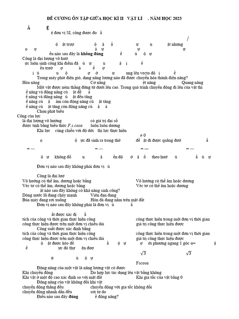 10 DE CUONG ON TAP GIUA HOC KI II 2023 2024 Ee3f0 | PDF