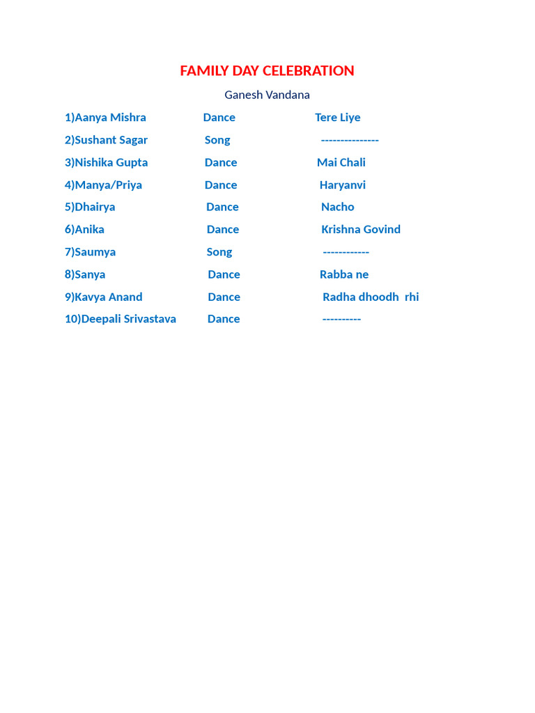 Family Day Celebration | PDF