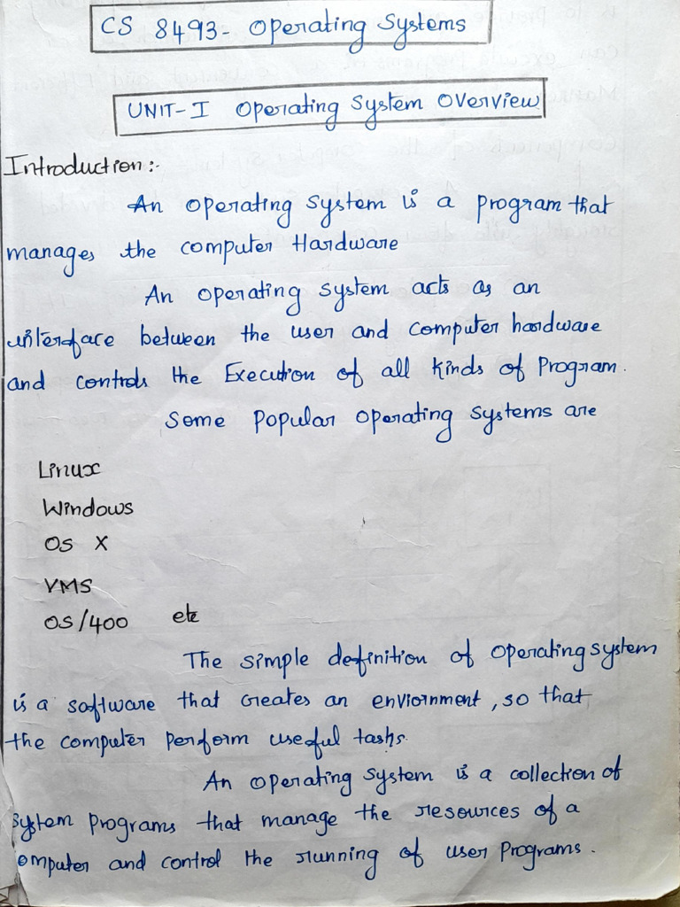 Os 1st Unit Notes | PDF