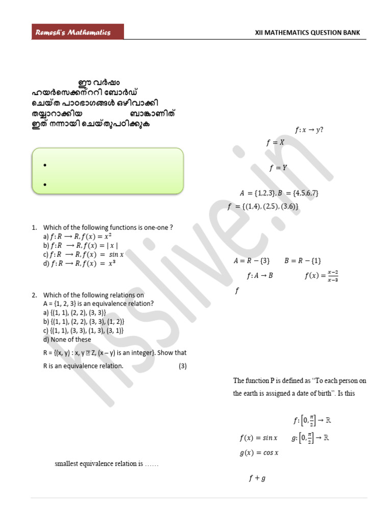 G12 - Math Ques Bank | PDF | Matrix (Mathematics) | Matrix Theory