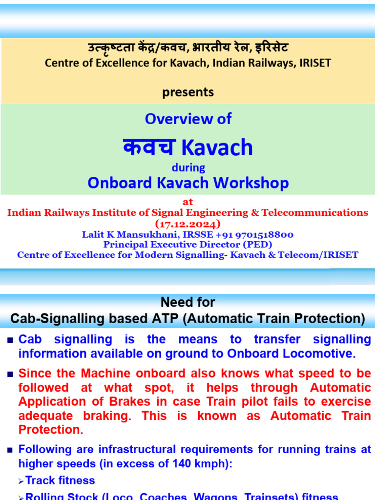 E6 Rou - Onboard Kavach Workshop - Overview | PDF | Electromagnetic ...