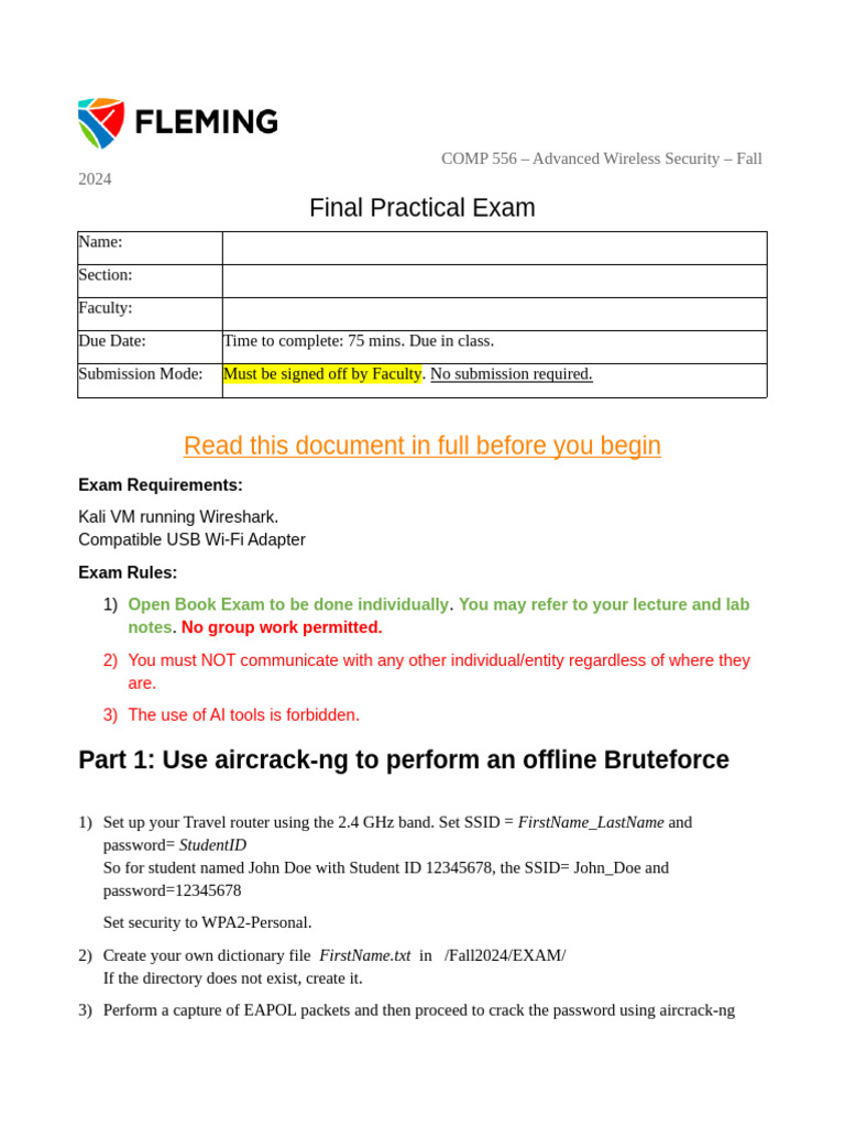 COMP556 - Final Practical Exam - Fall 2024 - Section 02 | PDF ...