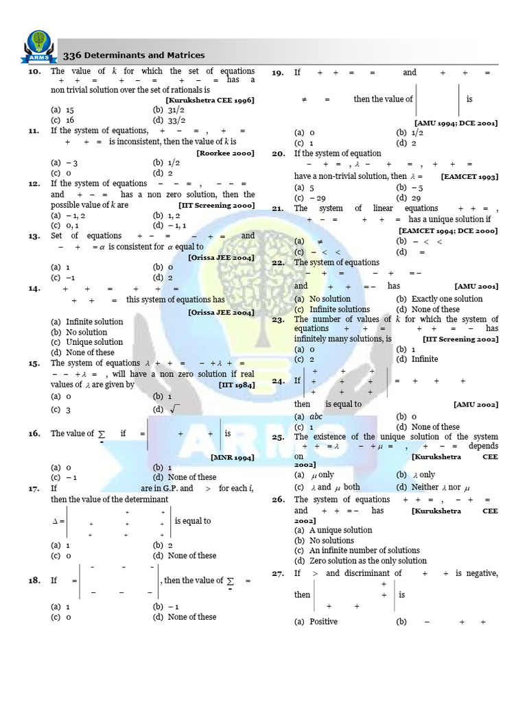 Ques. Determinants (Part 2) | PDF | Mathematical Analysis | Operator Theory