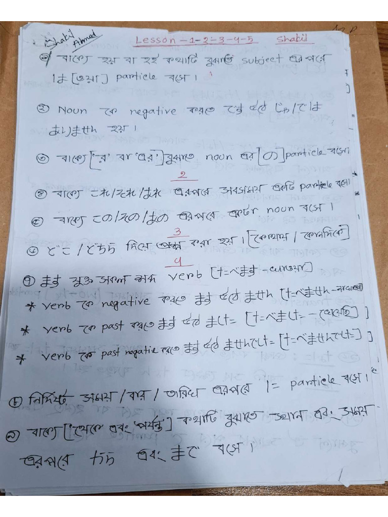 N5 Grammar Short Note-1 | PDF