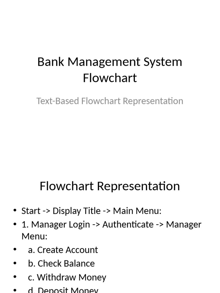Bank Management Text Based Flowchart | PDF