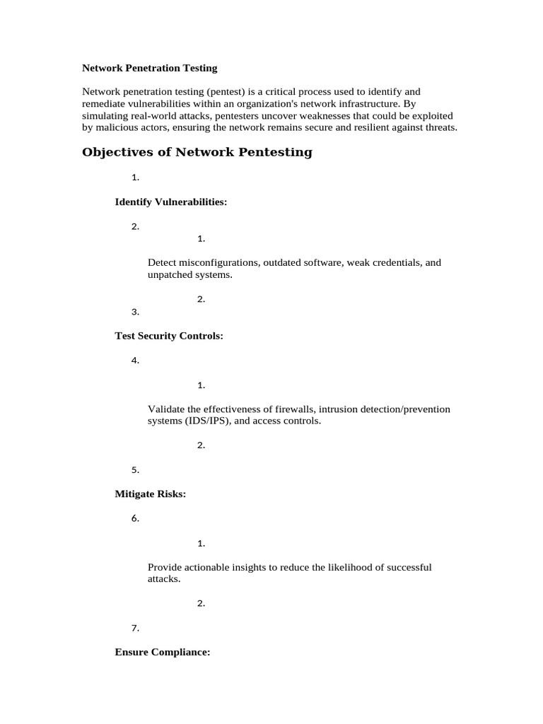 Network Penetration Testing Overview | PDF | Penetration Test ...