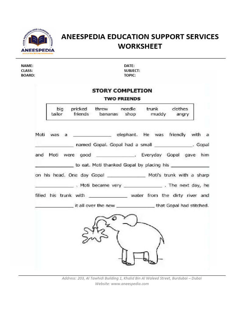 Story Completion Worksheet | PDF