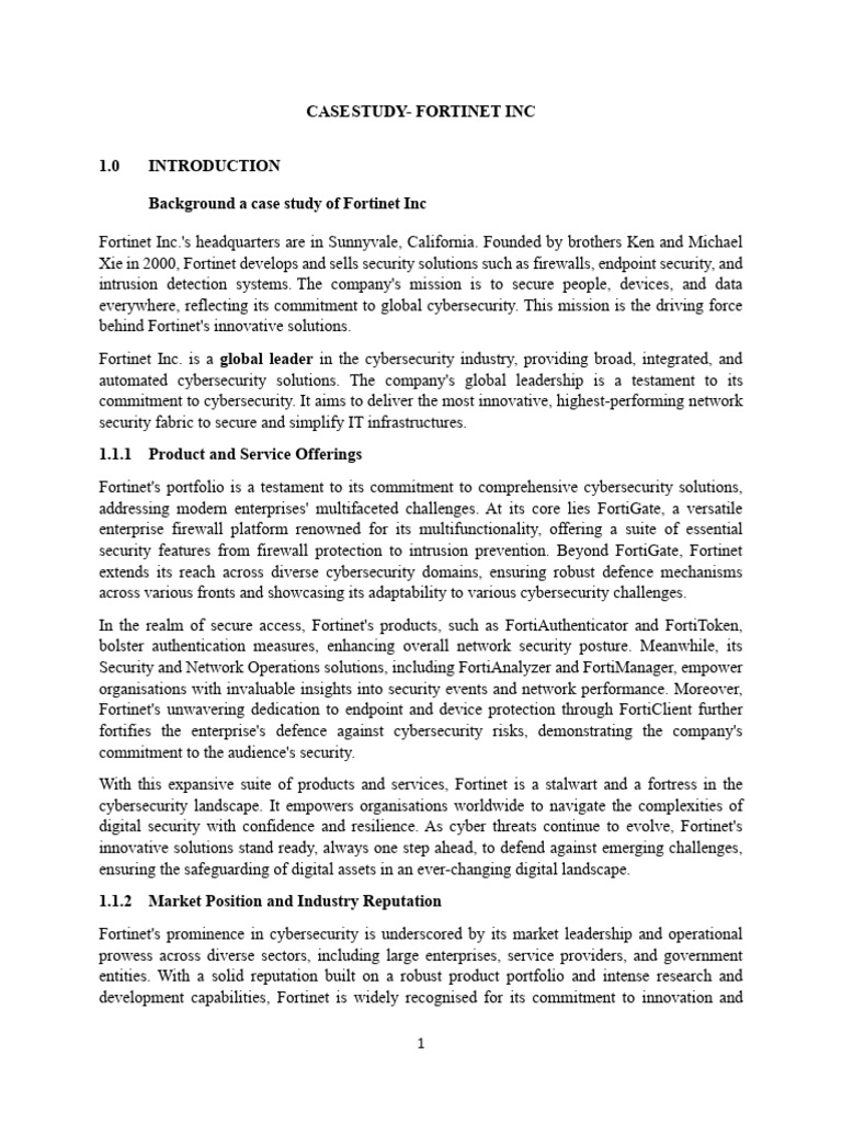 CASE STUDY_FORTINET INC | PDF | Computer Security | Security