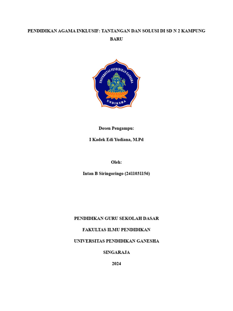 Esai_Pendidikan Agama Inklusif | PDF