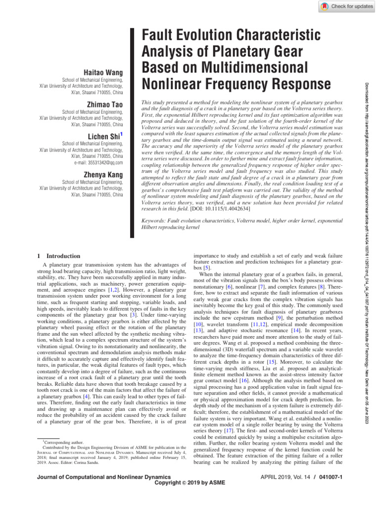Fault Evolution Characteristic Analysis of Planetary Gear Based on Multidimensional Nonlinear ...