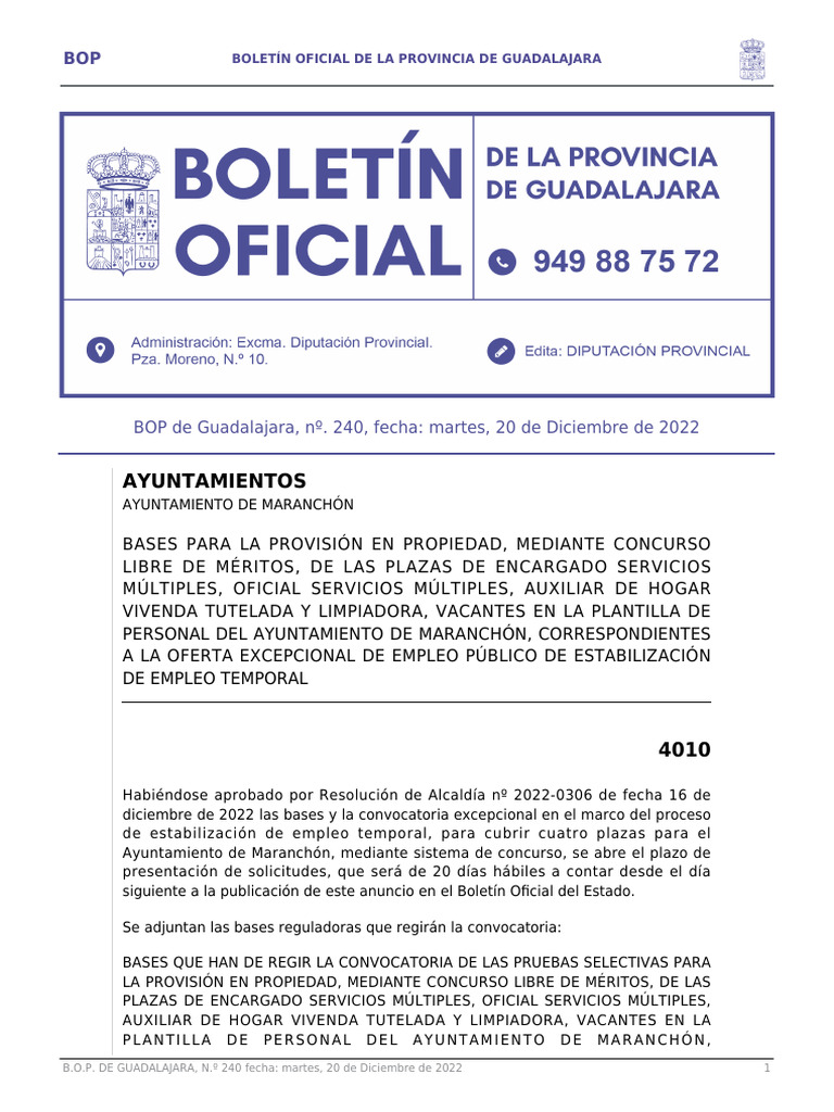 BOP Bases | PDF | Servicio Civil | Administración Pública