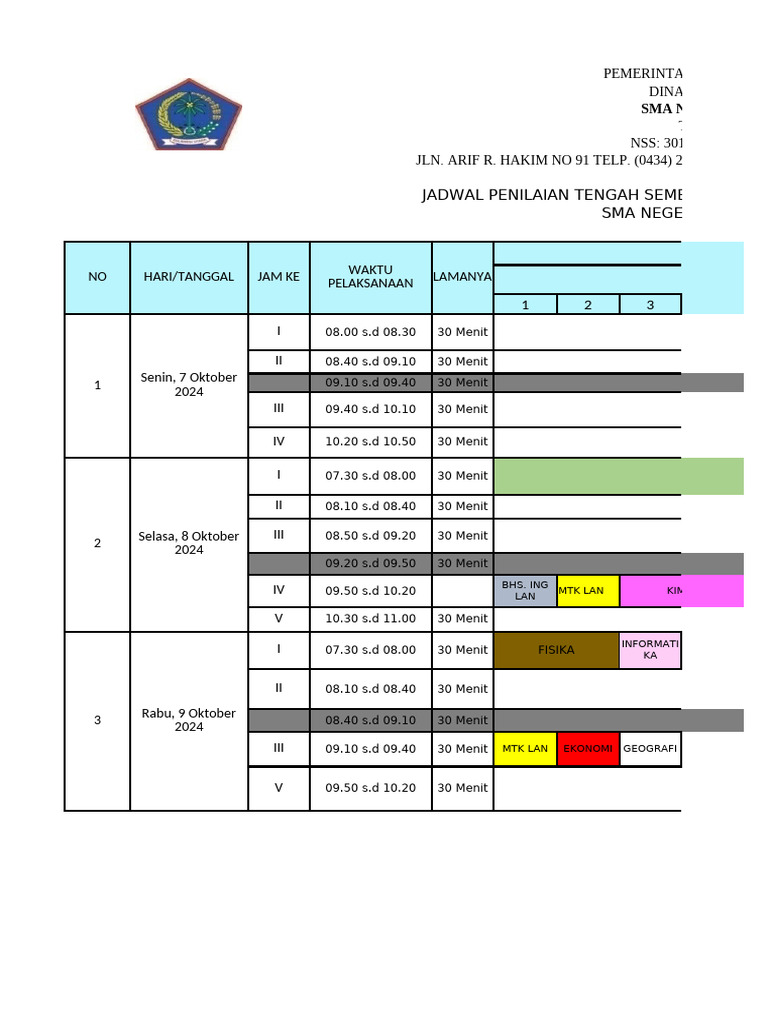 Remedial Jadwal PTS GANJIL 2024 New | PDF