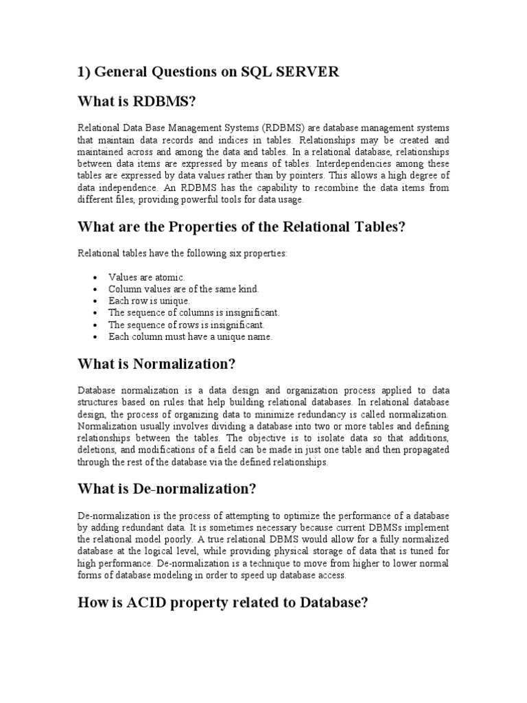 SQL IQ | PDF | Database Index | Relational Database