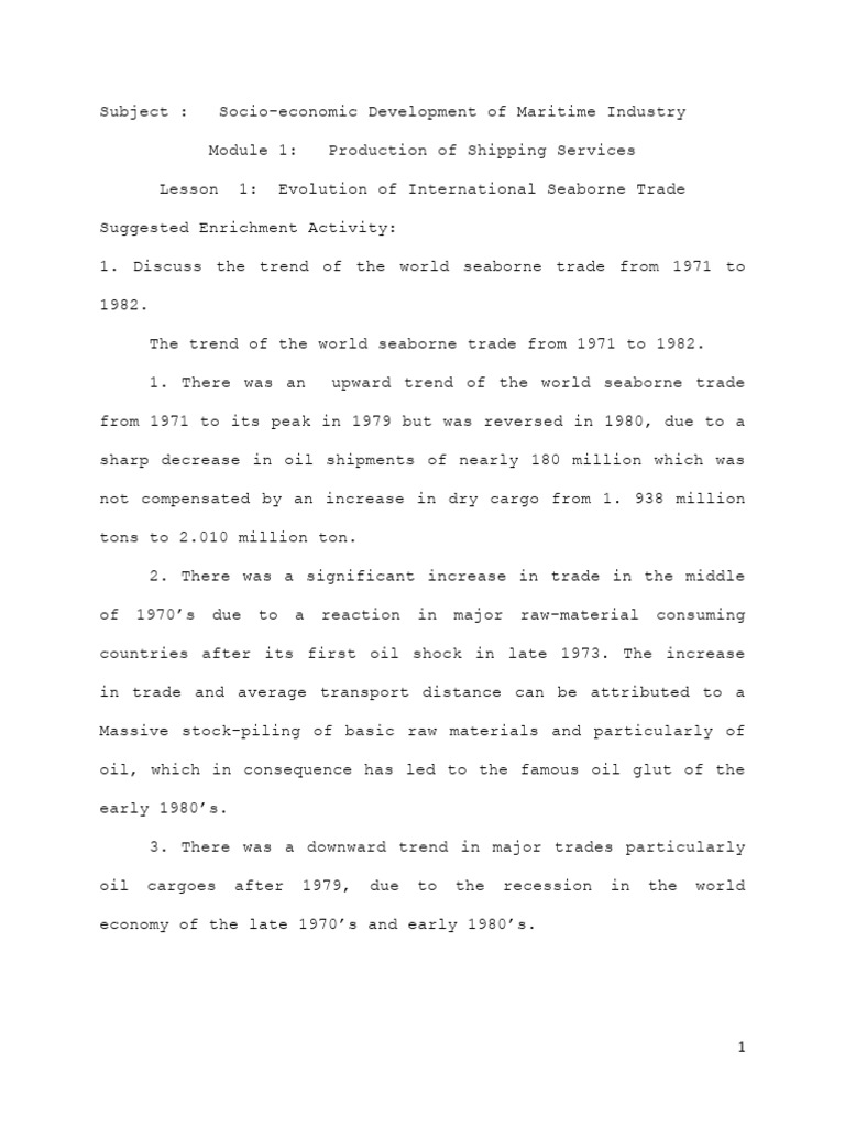 SOcio Economic Module 1 and 2 | PDF | Shipping | Freight Transport