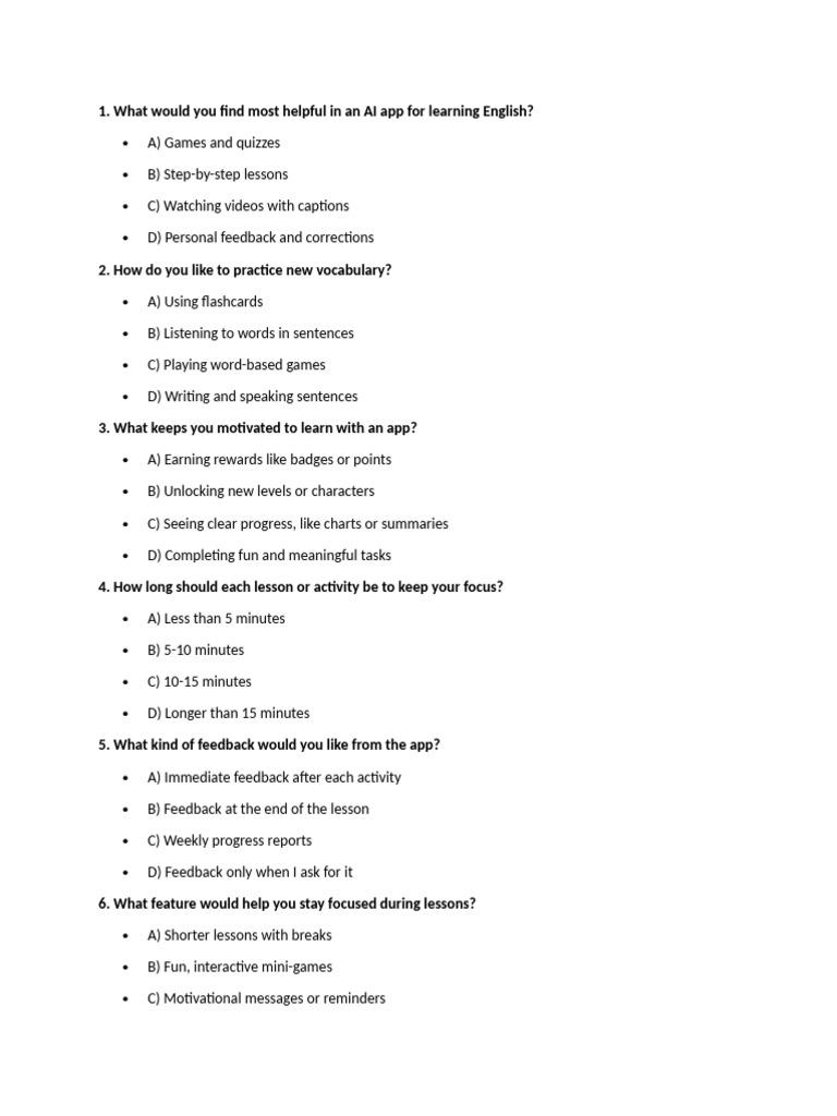 10 Questionnaire For ADHD Students | PDF