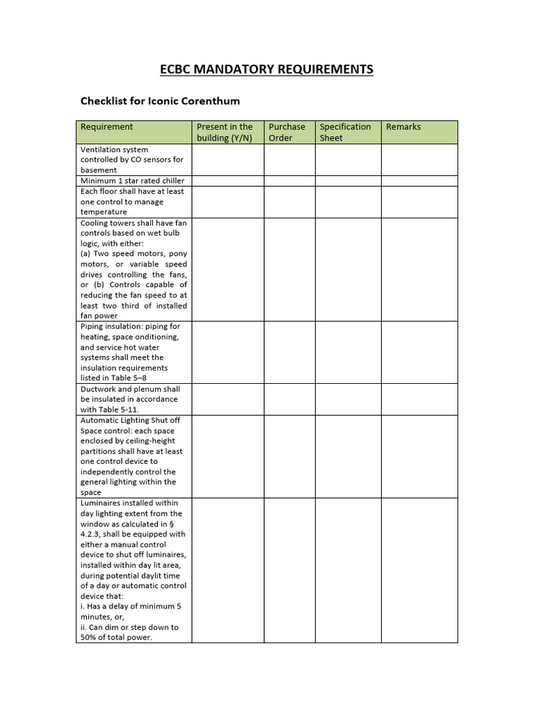 ECBC Mandatory Requirements - GRIHA | PDF | Lighting | Ventilation ...