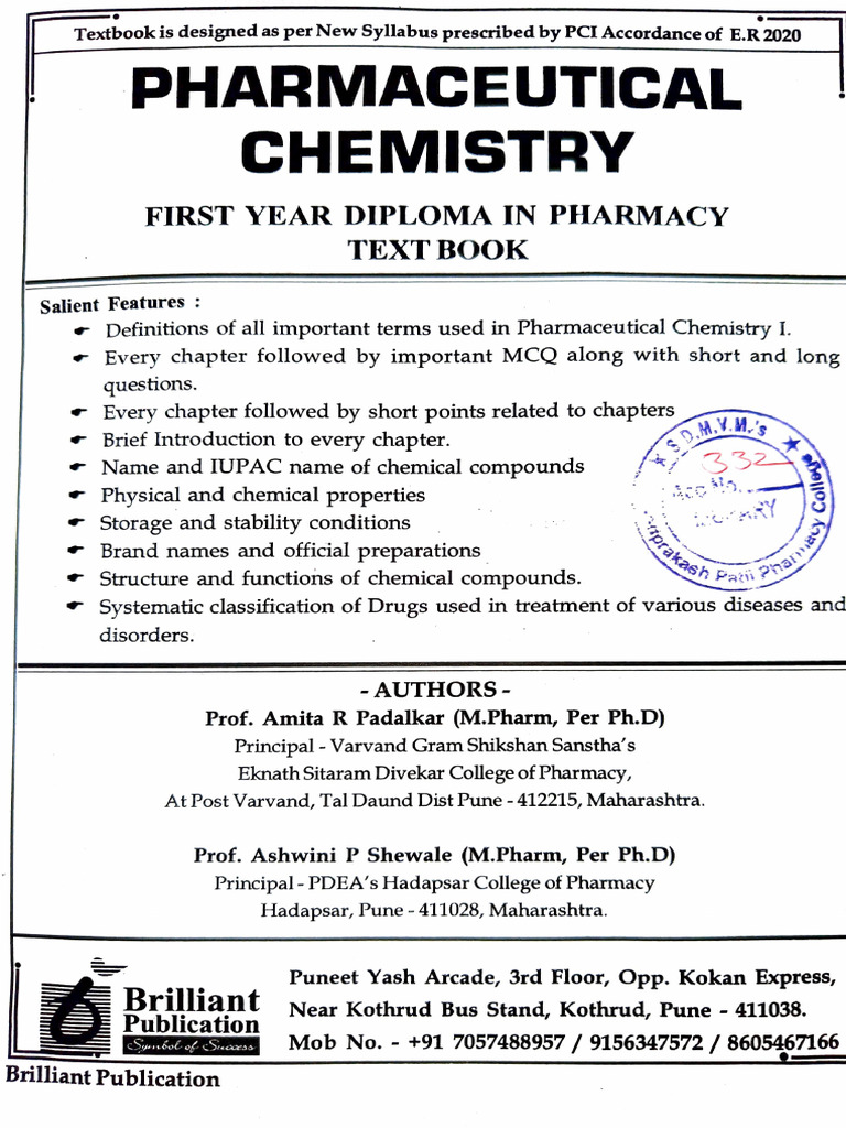 Pharmaceutical Chemestry Book | PDF
