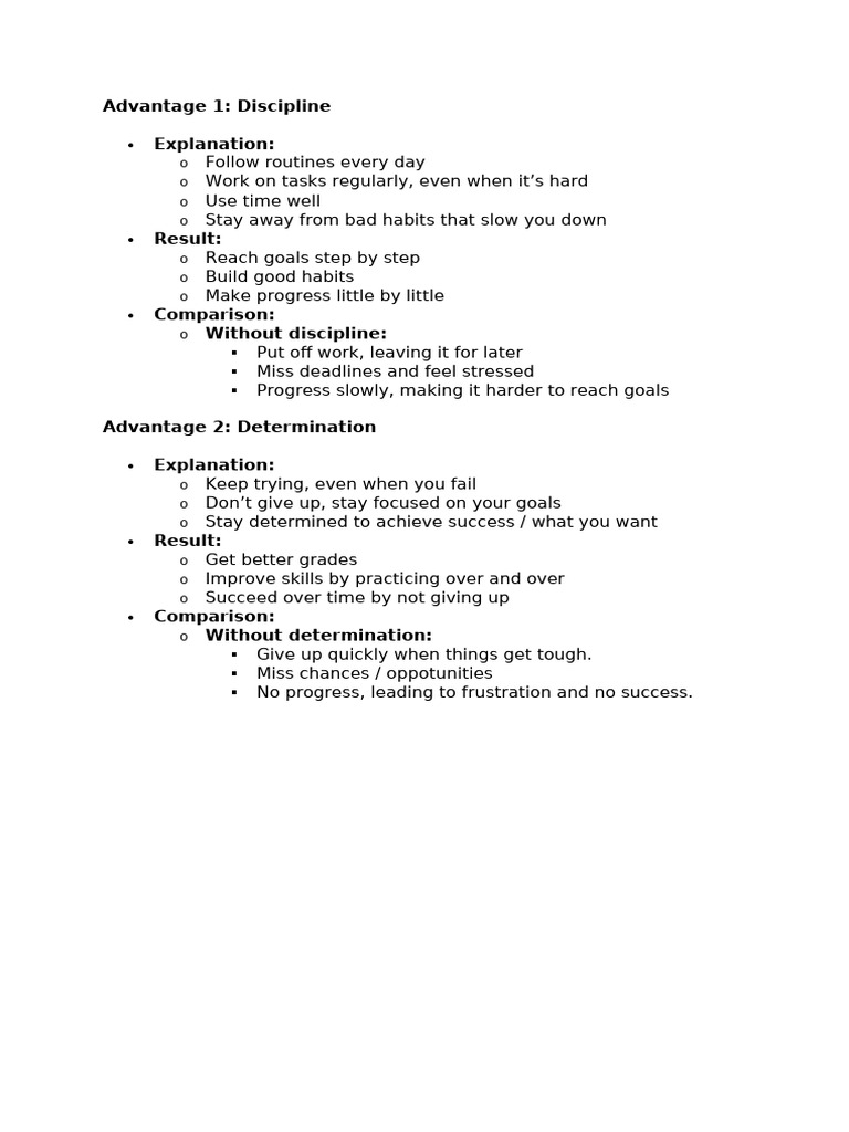 Benefits of Discipline and Determination | PDF