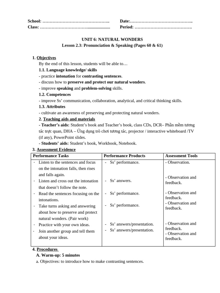 Unit 6 - Lesson 2.3 - Pronunciation & Speaking - Pages 60 - 61 | PDF ...