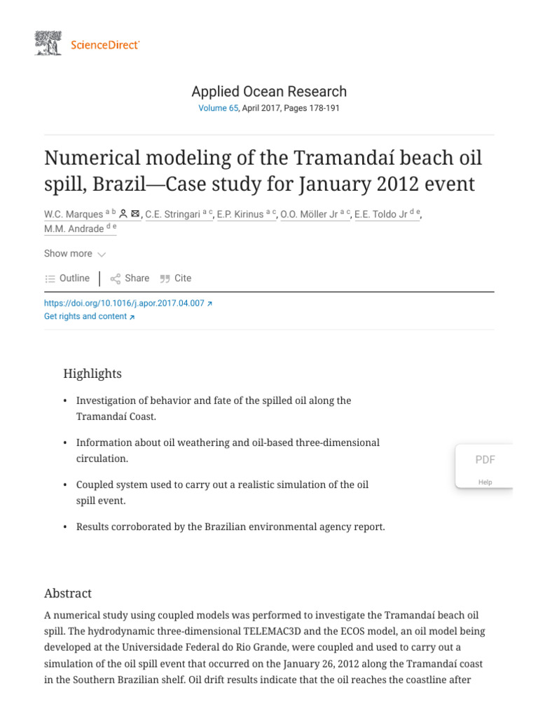 Numerical modeling of the Tramandaí beach oil spill, Brazil—Case study ...