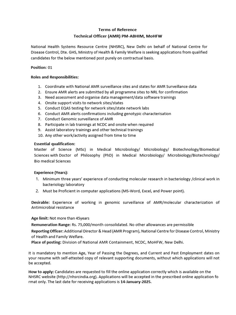 Technical Officer ToR | PDF