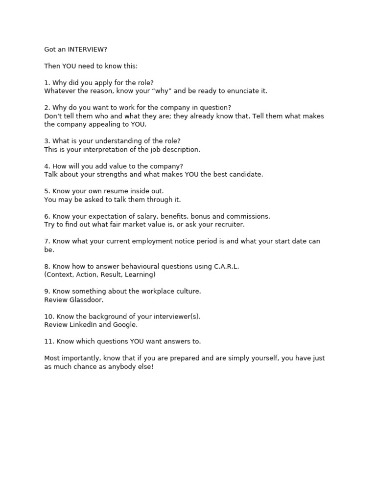 Job Interview Questions | PDF