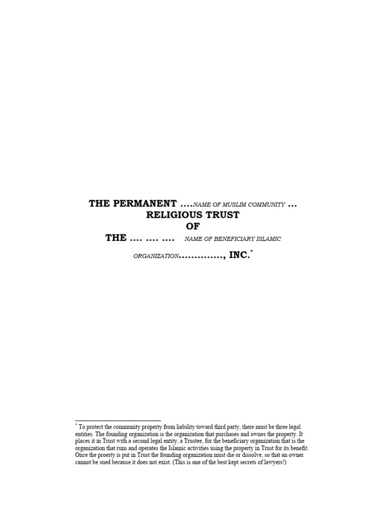 THE - PERMANENT - Religious - Trust - To - Protect - Property 1 | PDF ...