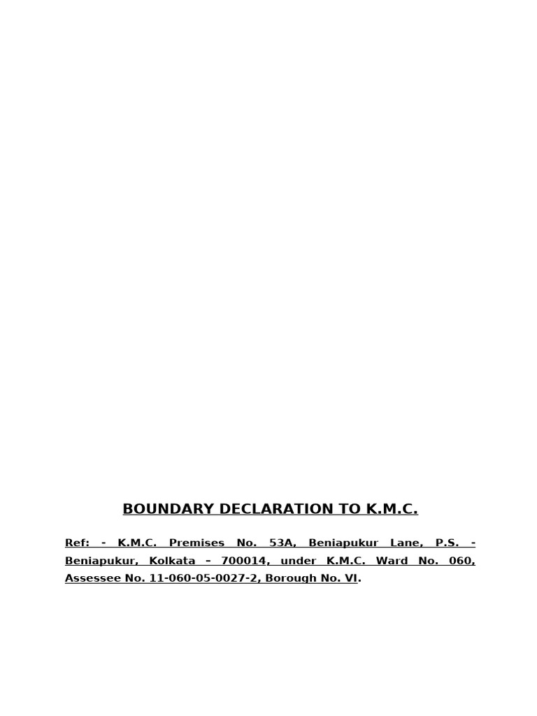 Boundary Declaration for K.M.C. Property | PDF | Bengal