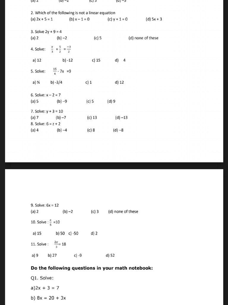 Math Equation Practice Problems | PDF