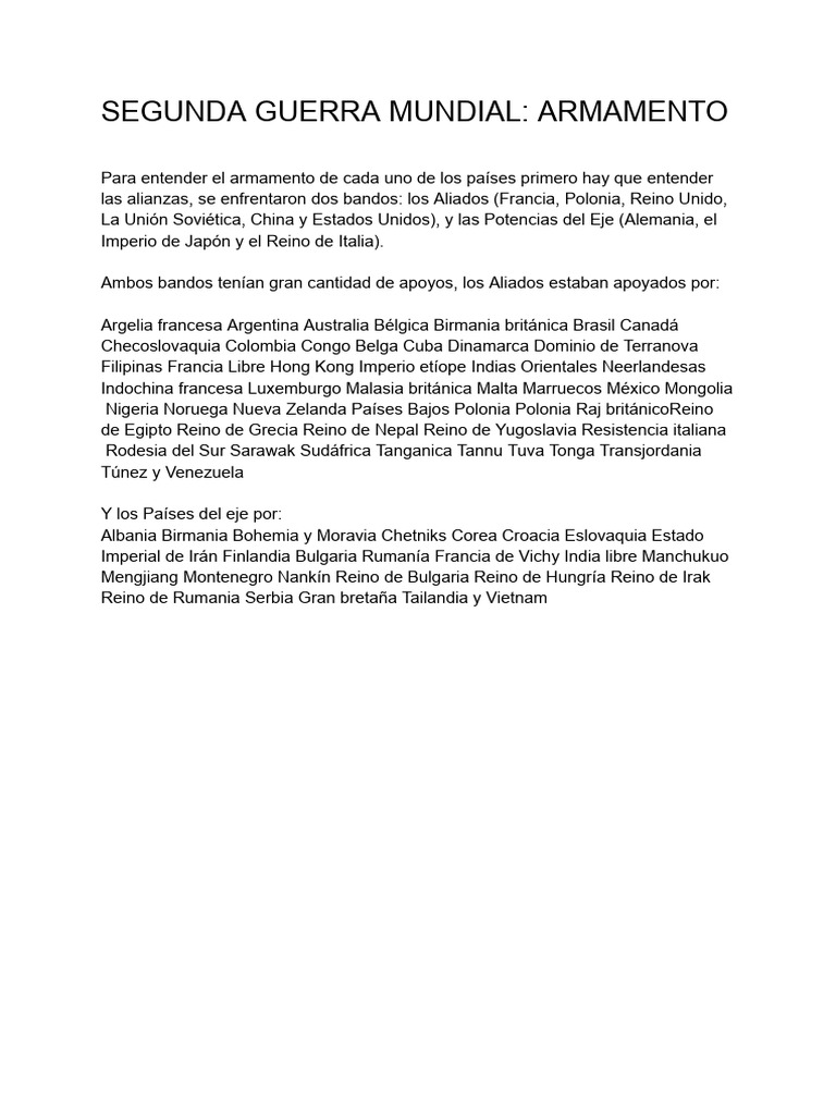 Trabajo Historia Segunda Guerra Mundial | PDF | Potencias del Eje ...
