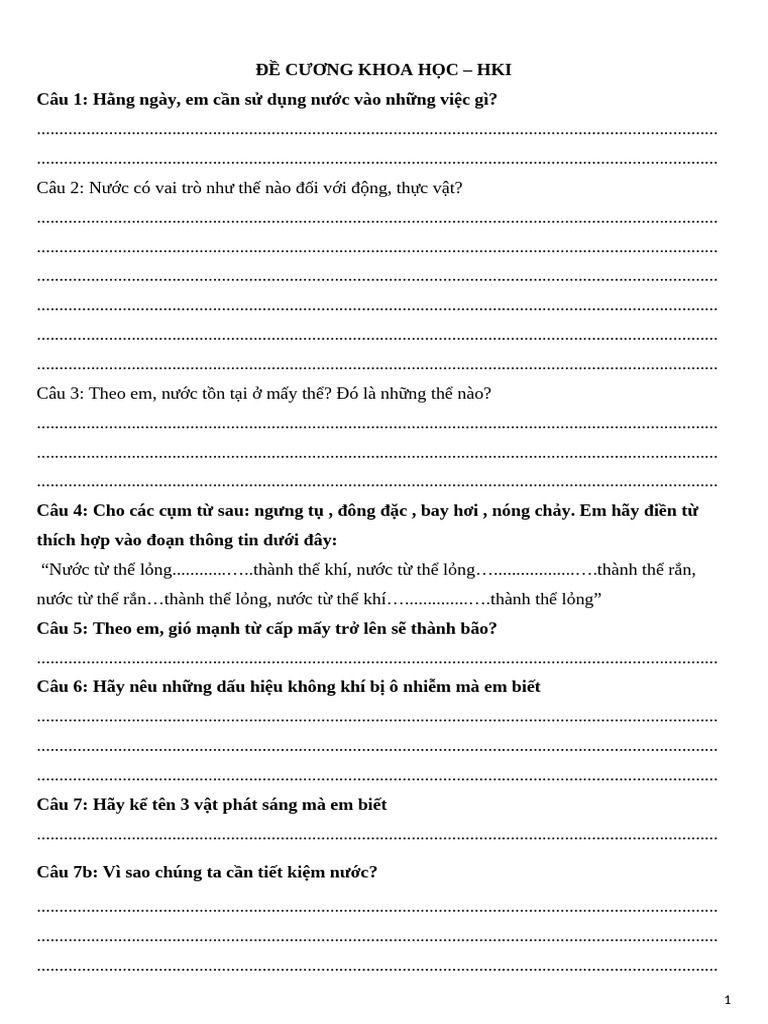 ĐỀ CƯƠNG KH sua | PDF