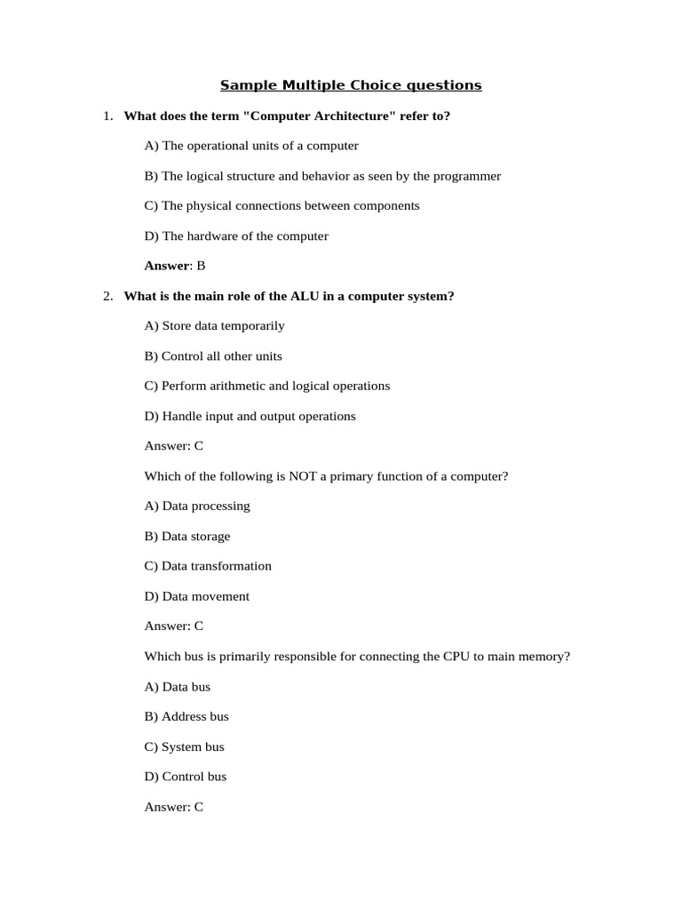 Quiz 1 Samples | PDF | Central Processing Unit | Computer Data Storage