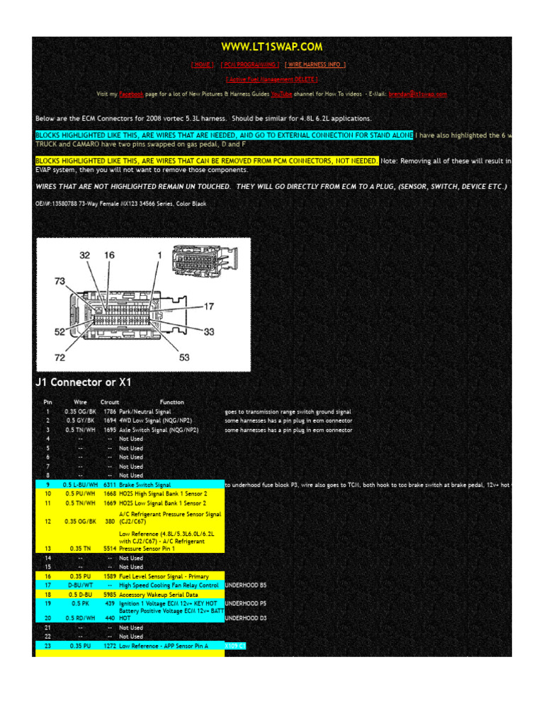 E38 ECM Pinout and Wiring Guide | PDF | Electrical Connector | Throttle